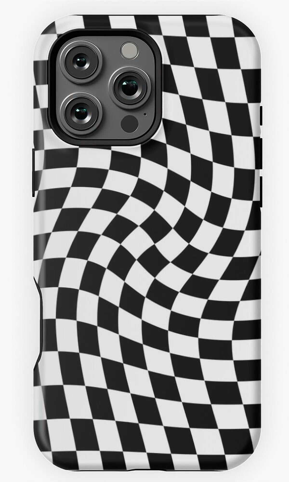 Check VIII Black Twist Geometric Art iPhone 11–16 Pro Max Compatible ...