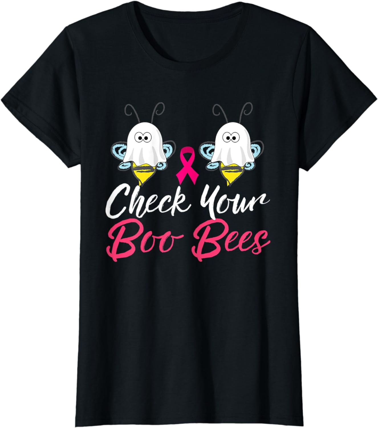 Check Your Boo Bees Tee Breast Cancer Shirts Women Halloween T-Shirt ...