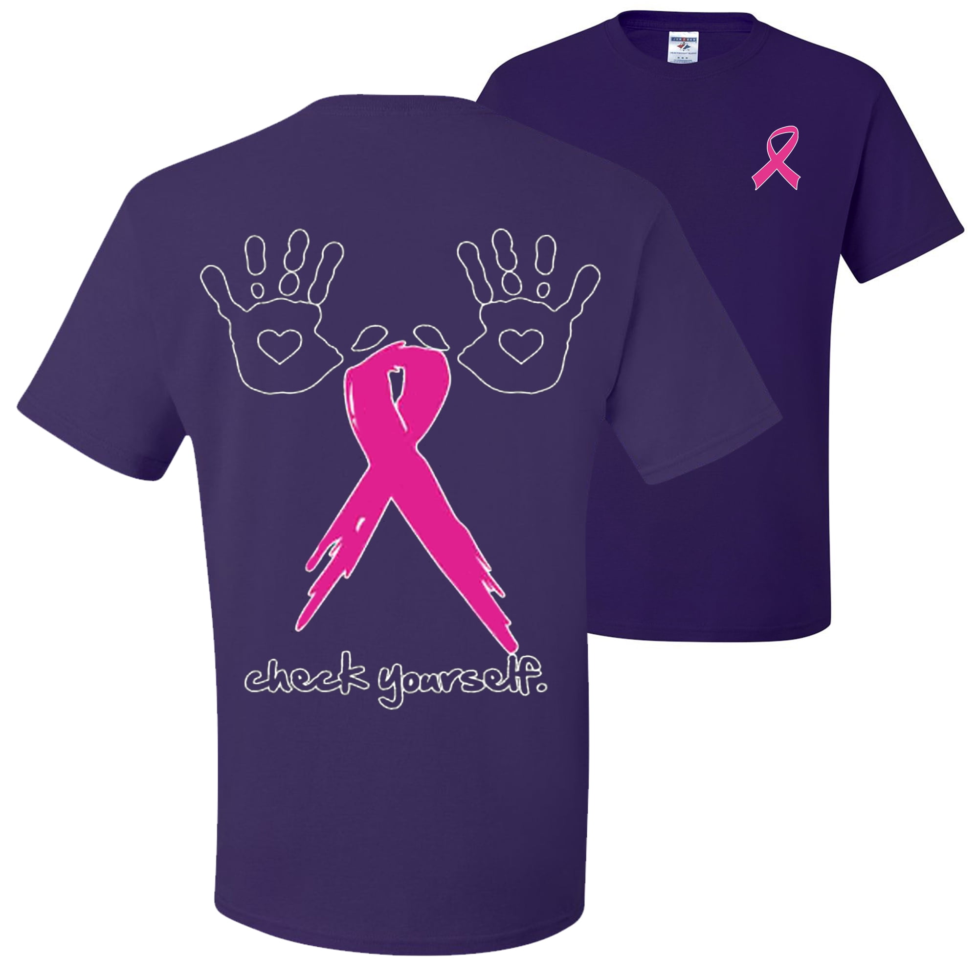 Check Yourself Breast Cancer Awareness Graphic FRONT&BACK Mens T-shirts ...