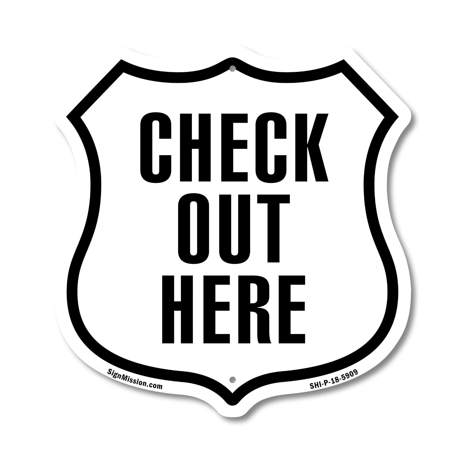 Check-out Here (5 Pack) 12 inch X 12 inch Shield-Shaped Rust-Free ...