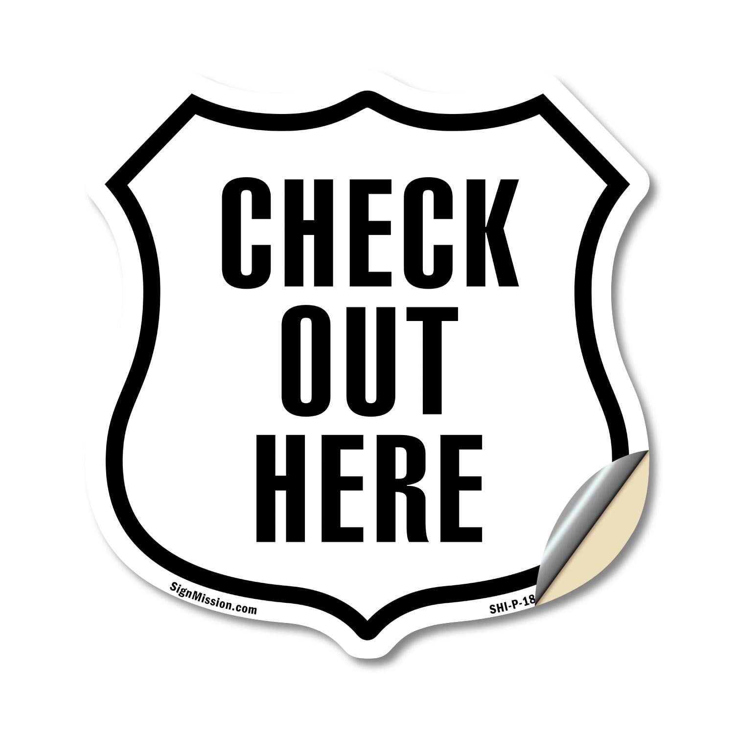 Check-out Here (5 Pack) 4 inch X 4 inch Shield Shaped Heavy Duty 3.2 ...