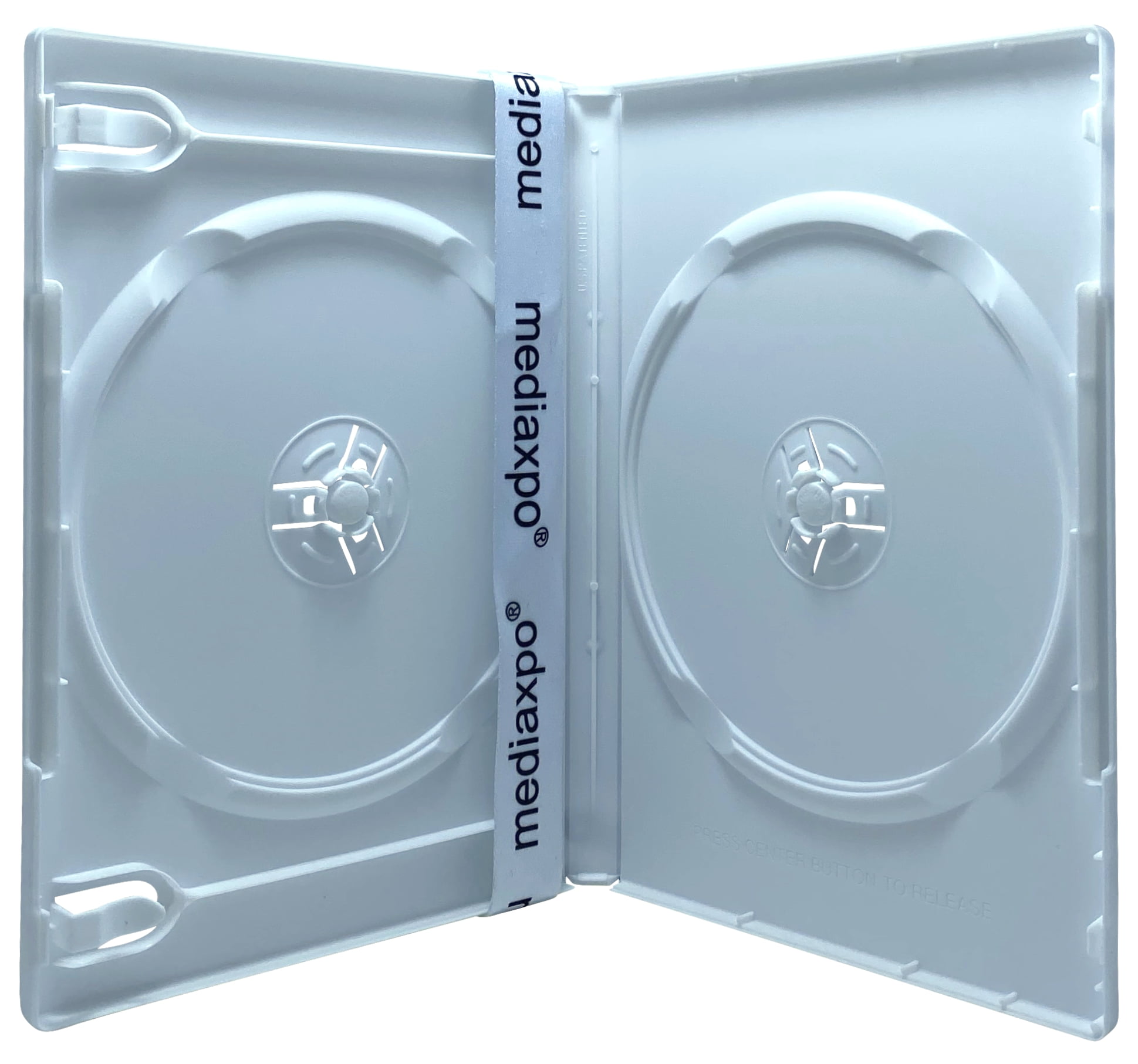 Checkoutstore Double DVD Cases, Solid White, 14mm, Holds 2 Discs ...