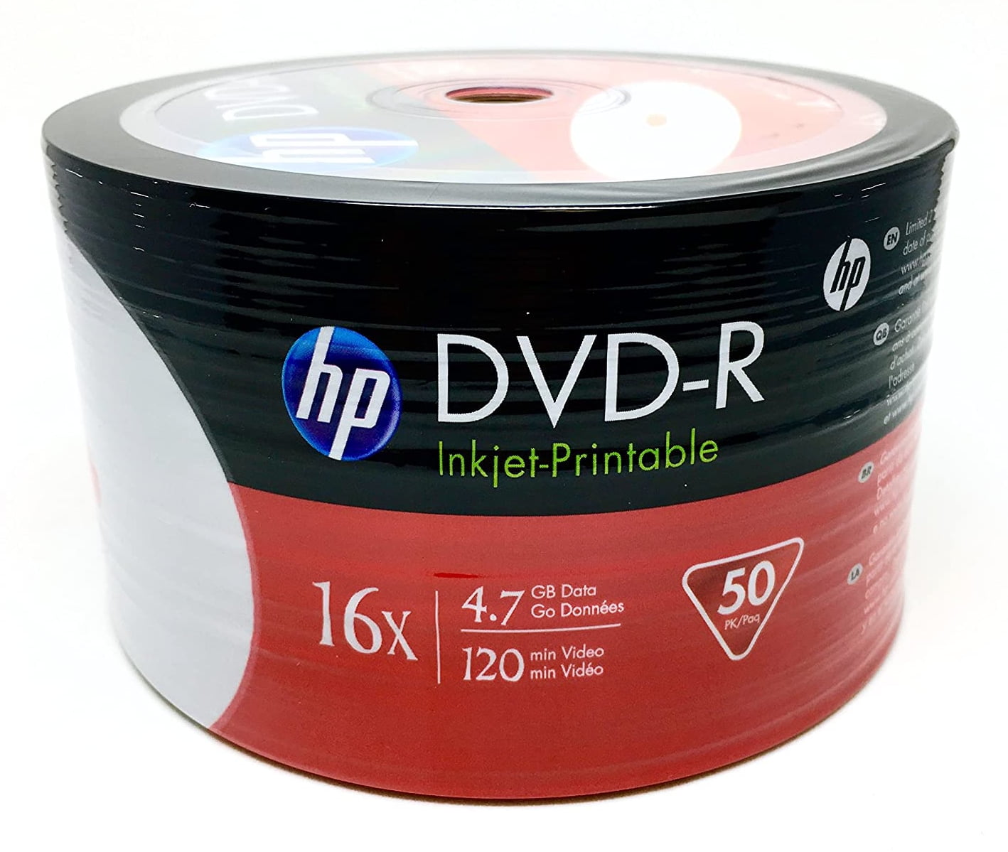 CheckOutStore 100 HP 16X DVD-R 4.7GB White Inkjet Hub Printable (Shrink ...