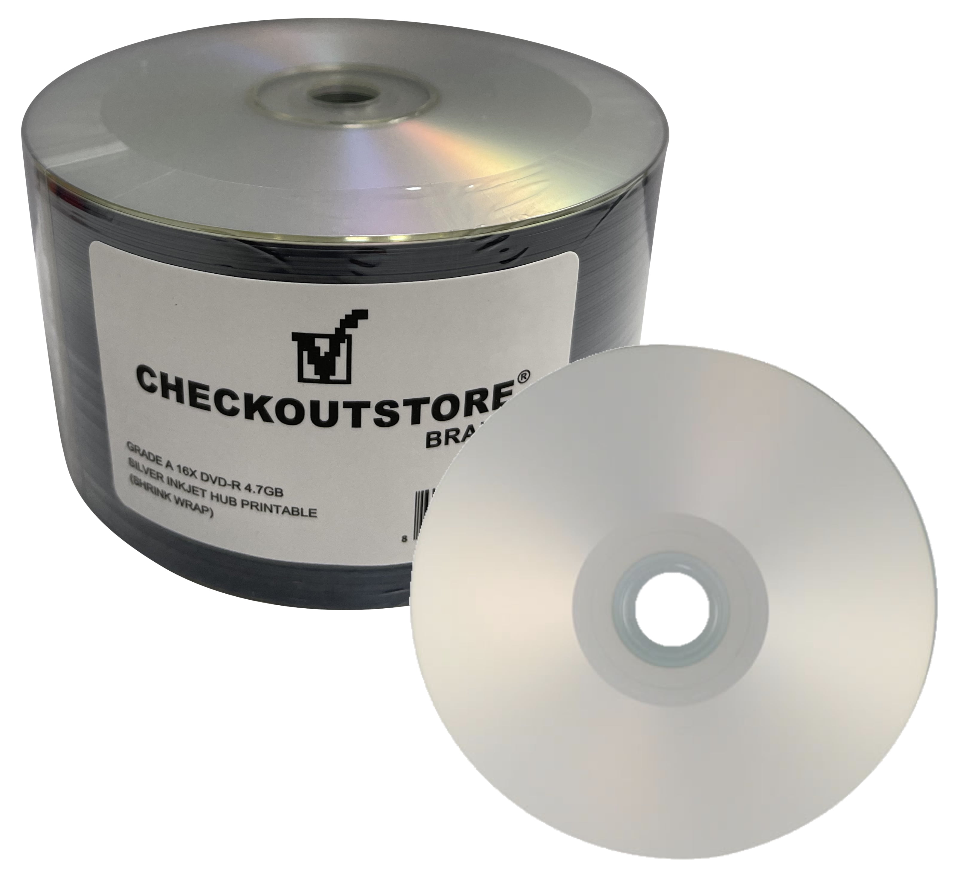 CheckOutStore 200 Grade A 16X DVD-R 4.7GB Silver Inkjet Hub Printable ...