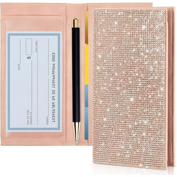 A Checkbook Covers for Women Glitter Personal Checkbook with Duplicate ...