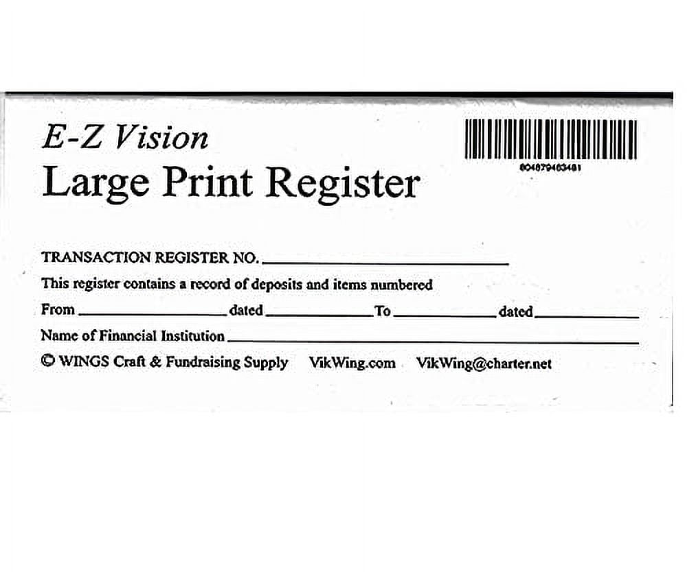 Checkbook Register Large Print Financial Log Low Vision with 2025 2026 ...