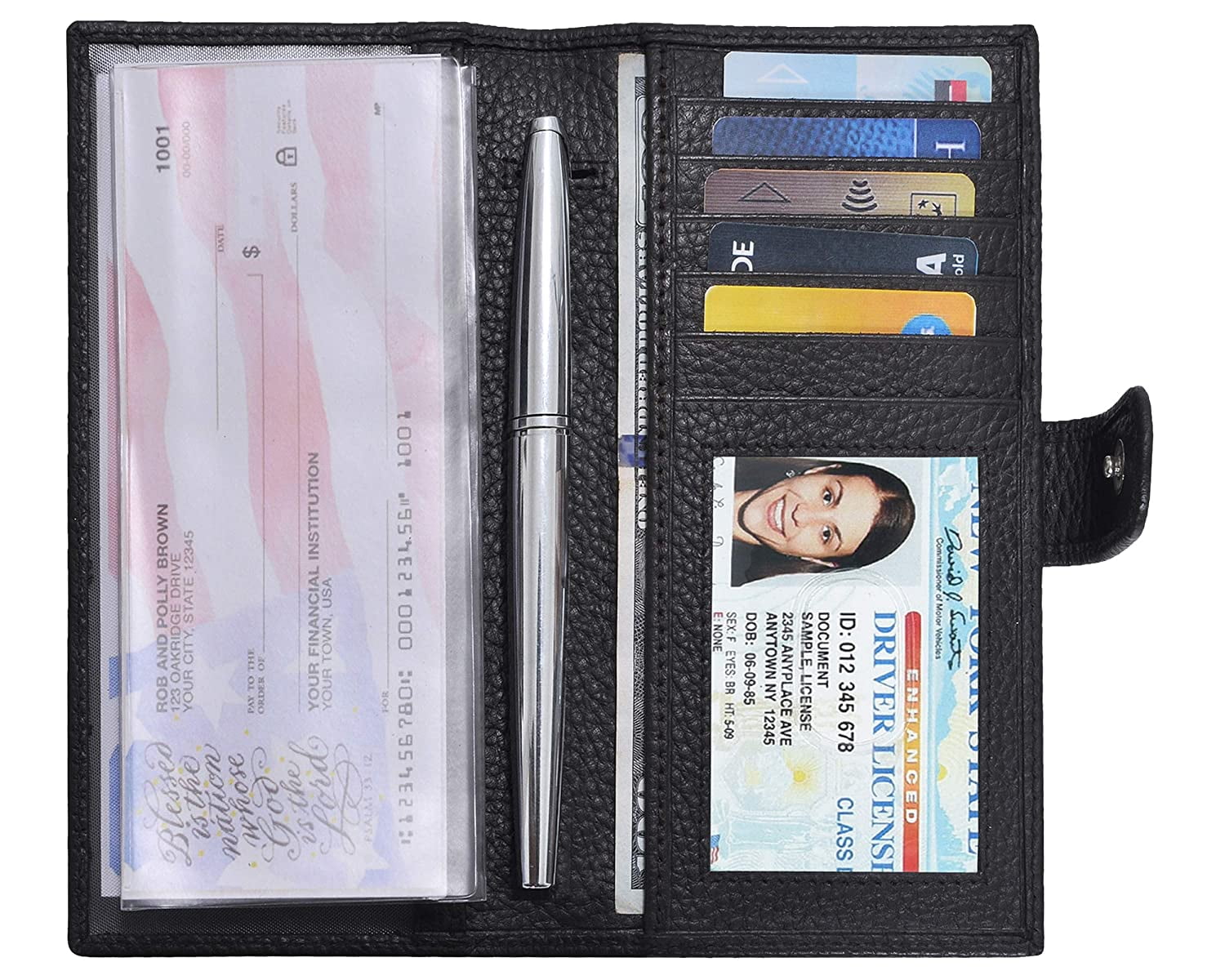 Checkbook Wallet for Men Women - Leather RFID Secured Standard Register ...