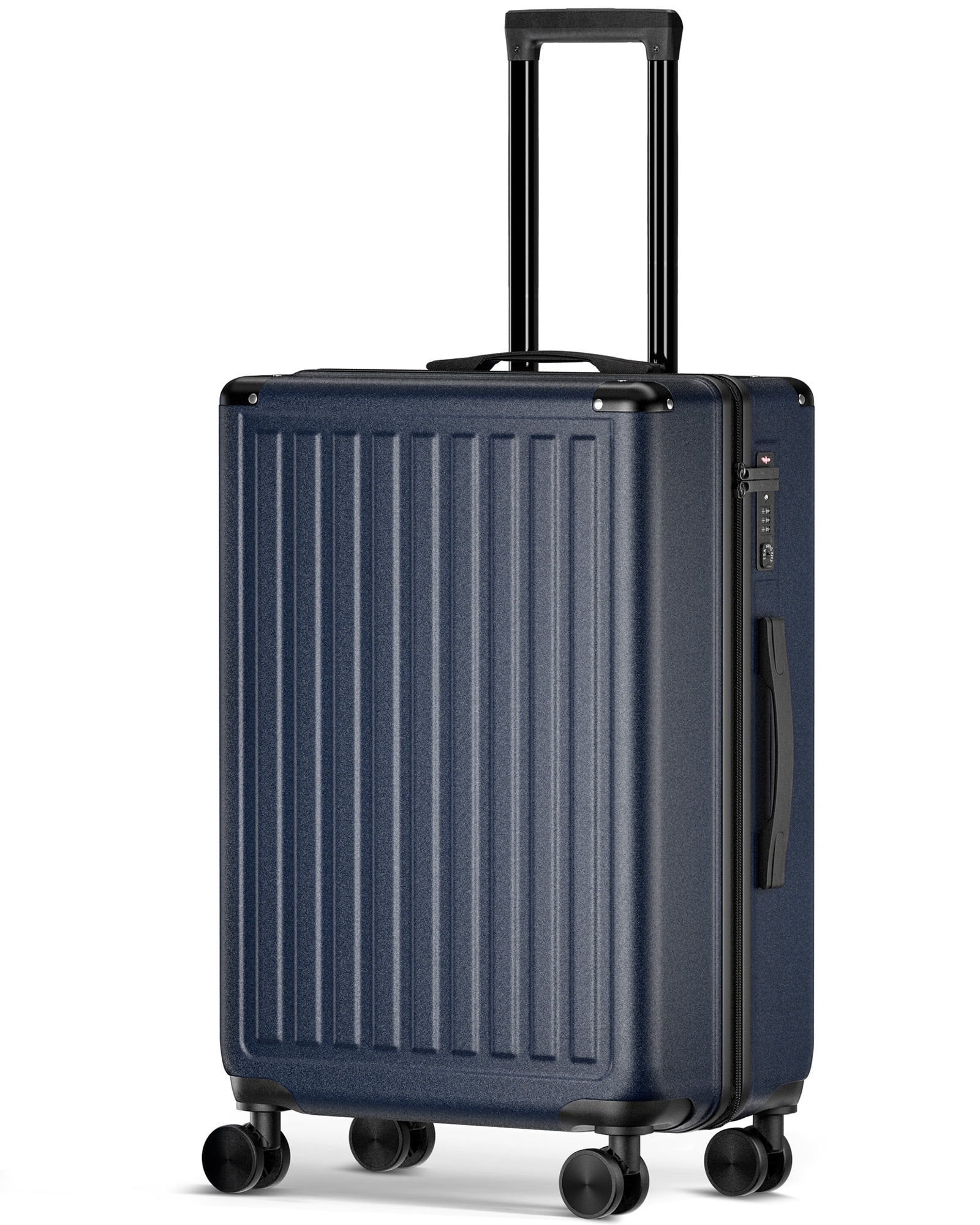 Checked 24 inch Luggage with Wheels, Hardside PC + ABS Suitcase ,Blue ...