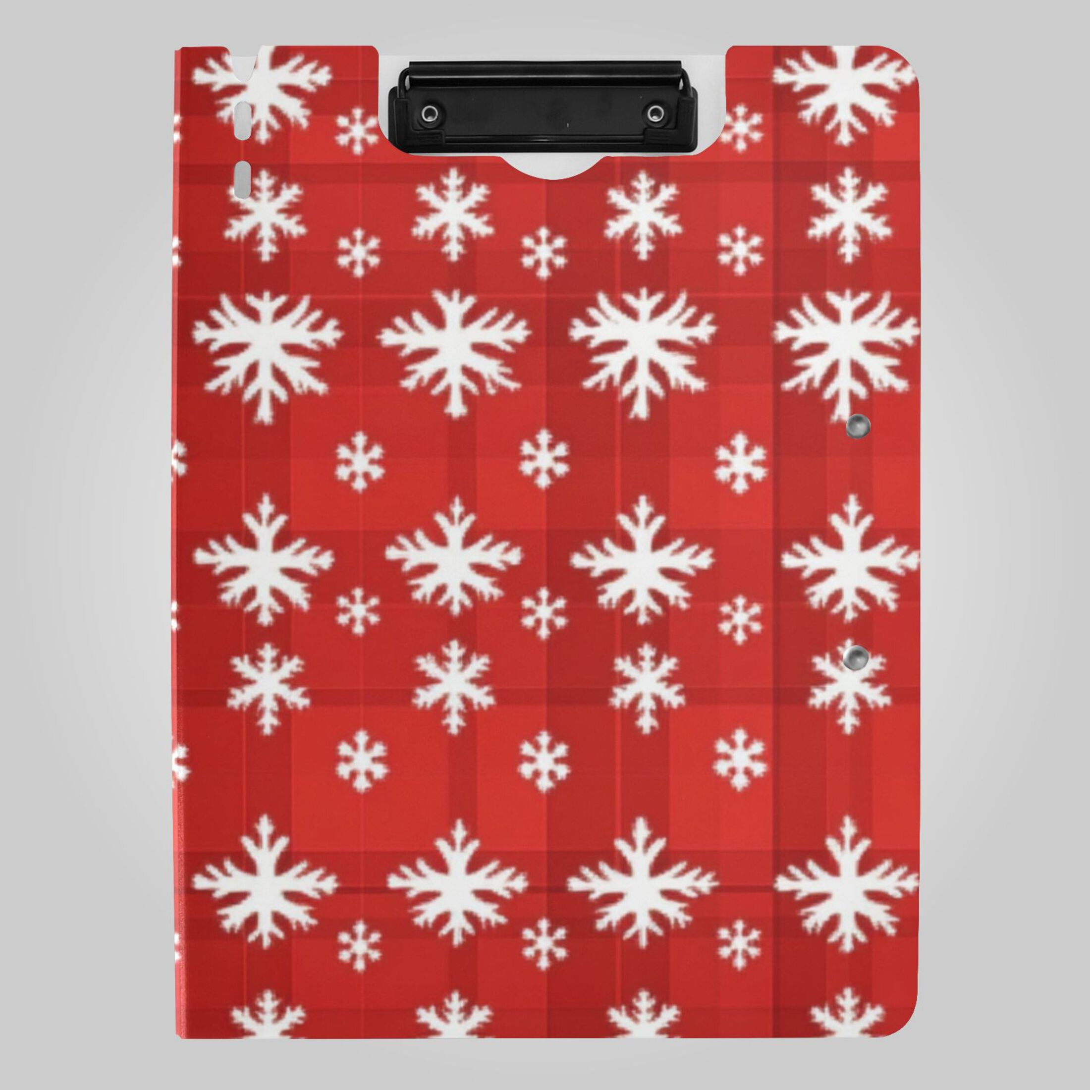 Checked Background Snowflakes Foldable Binder Folder Clipboard with Pen ...