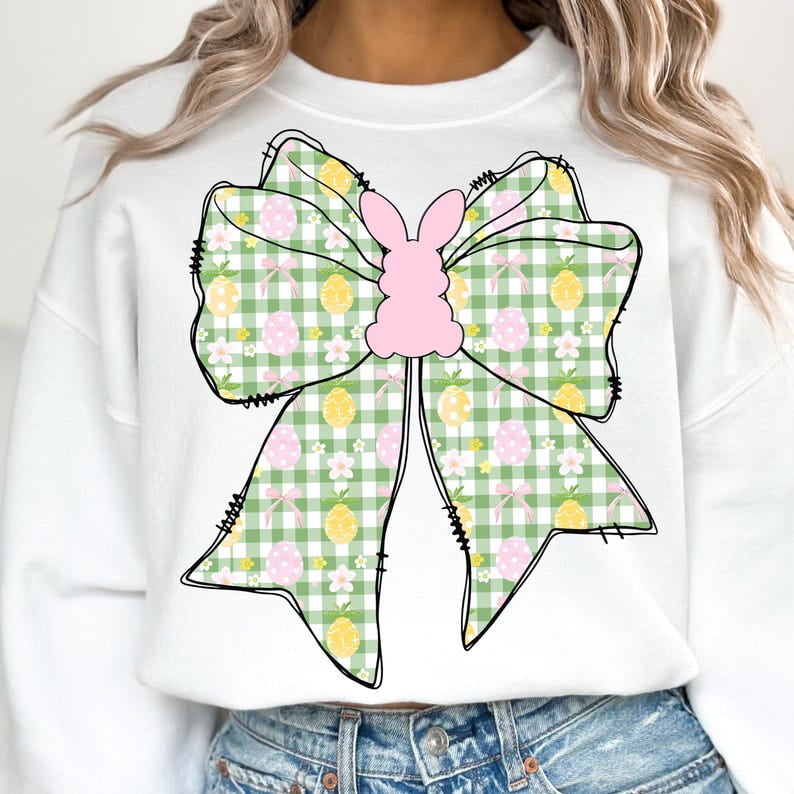 Checked Coquette Easter Sweatshirt, Checked Coquette Easter Gift ...