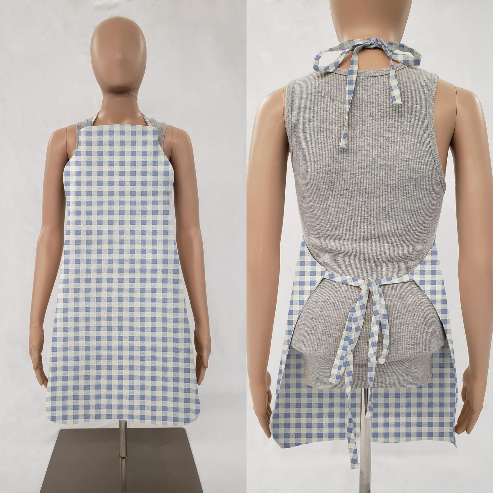 Checked Gingham Bib Apron by Penny's Needful Things (Light Blue ...