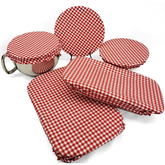 Checked Gingham Reusable Fabric Bowl and Casserole Pan Covers by Penny ...