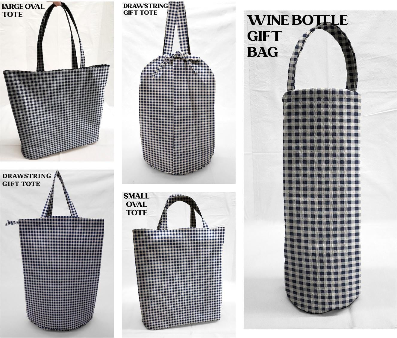 Checked Gingham Reusable Fabric Gift Bags and/or Tote Bags (Drawstring ...