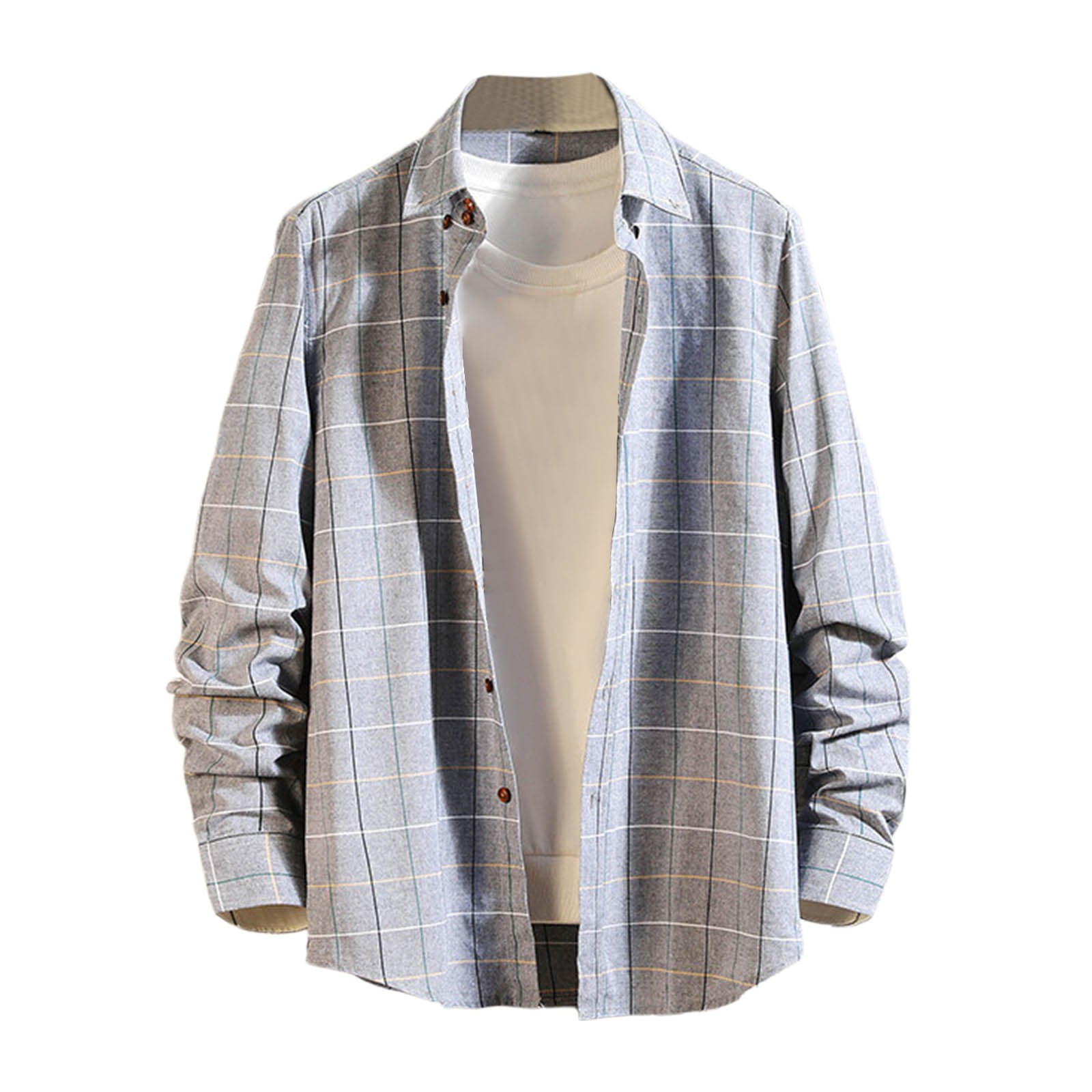 Checked Hoodies for Mens Open-Front Button Down Long Sleeve Blouses ...