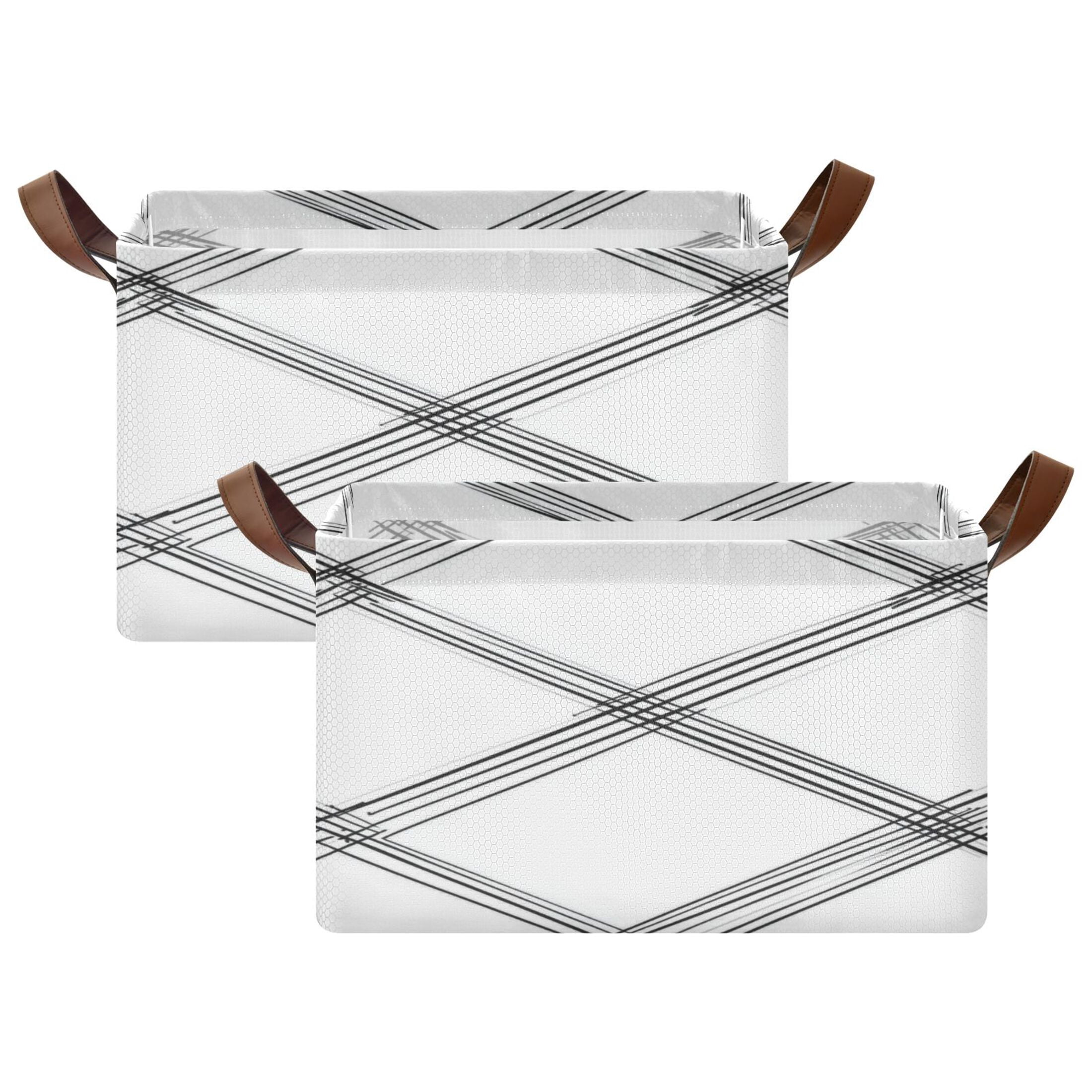 Checked Line Design 16.9x11.4x10in Foldable Open Home Storage Bins ...