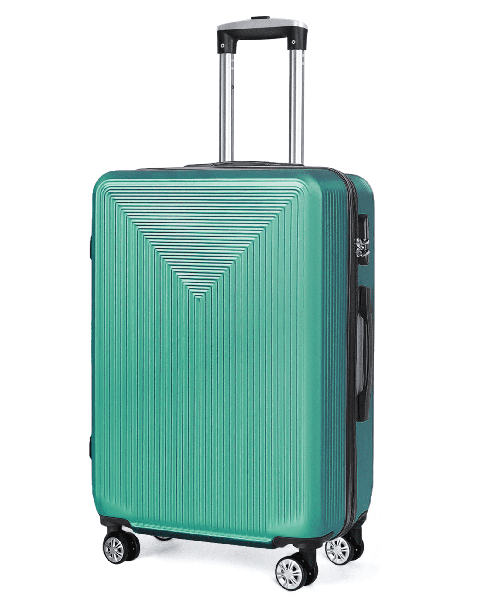 Checked Luggage 24 inch Suitcase with Double Spinner Wheels,Green ...