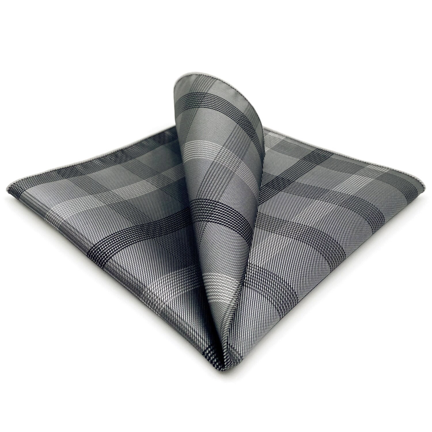 Checked Plaids Mens Pocket Square Dark Gray Handkerchief Silk Business ...