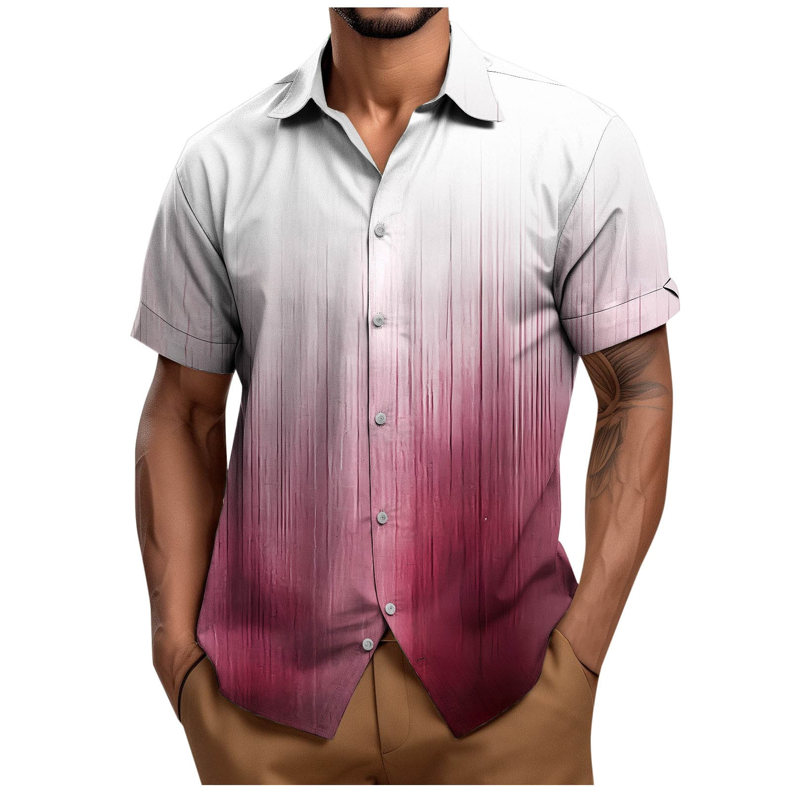 Checked Polo Shirts For Mens Lapel Short Sleeve Tops Front Button Blouses Ultra Soft Athletic ...