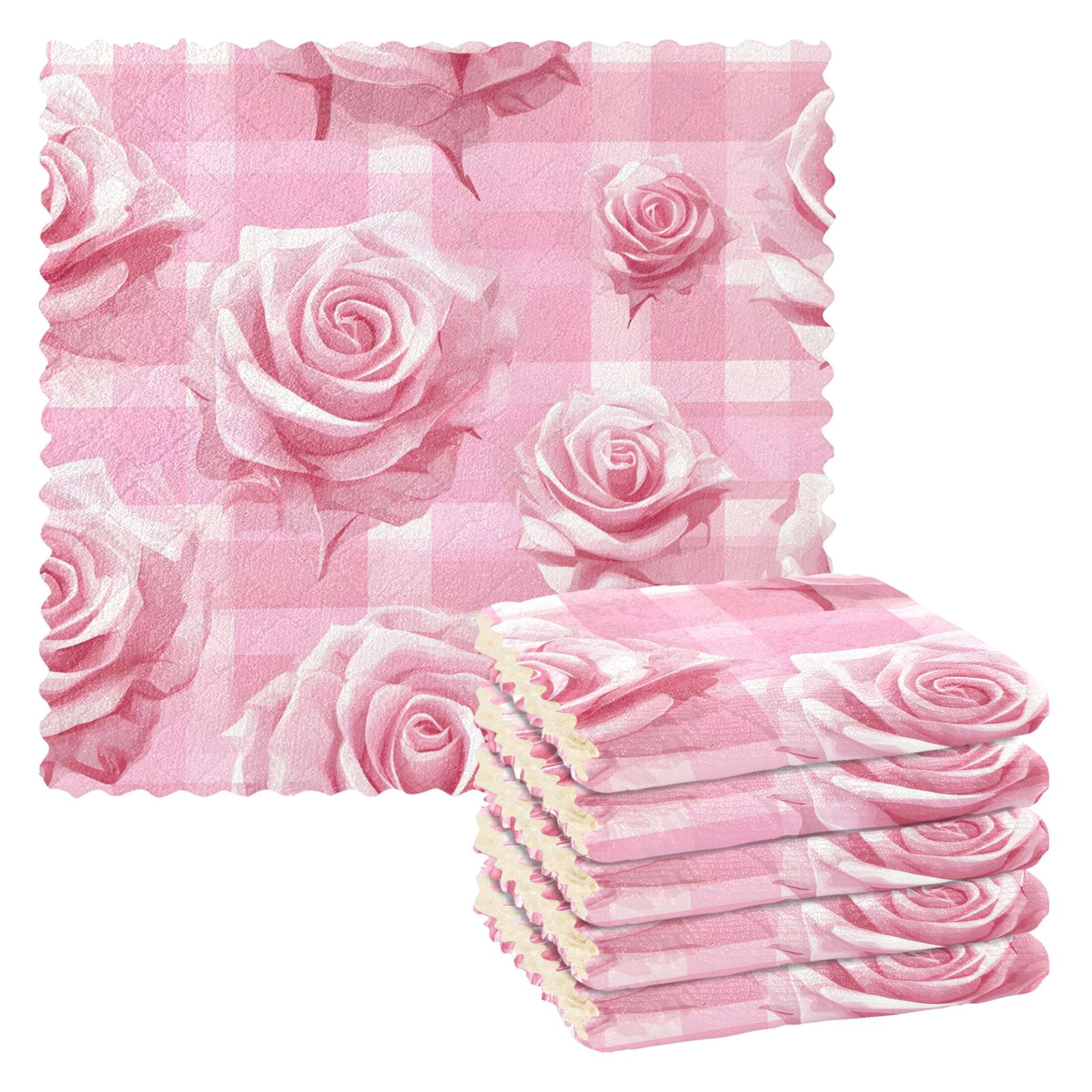 Checked Rose Kitchen Cloth Dish Towels for Drying Washing Absorbent ...
