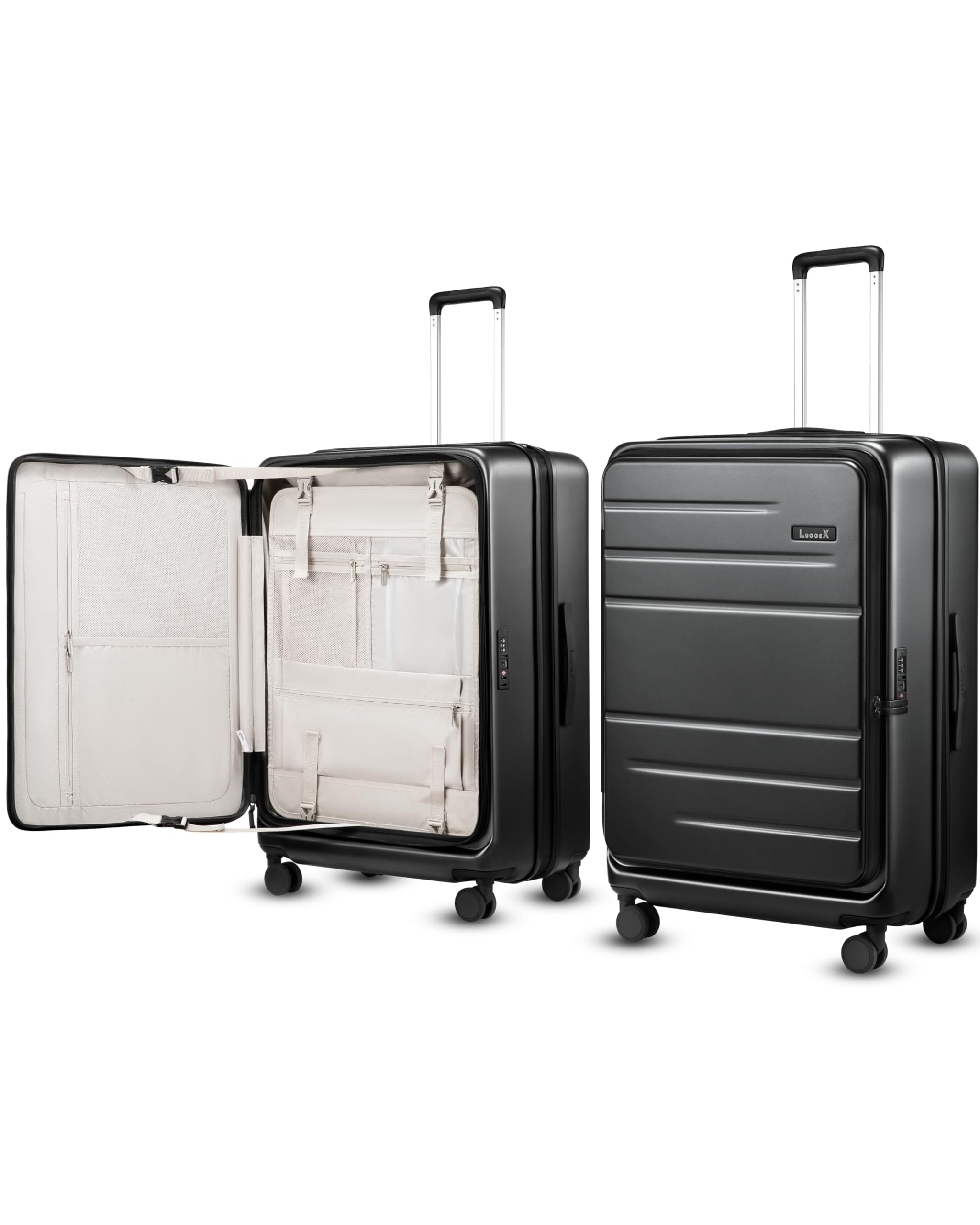 Checked Suitcase with Spinner Wheels, FLO5 Expandable Polycarbonate ...