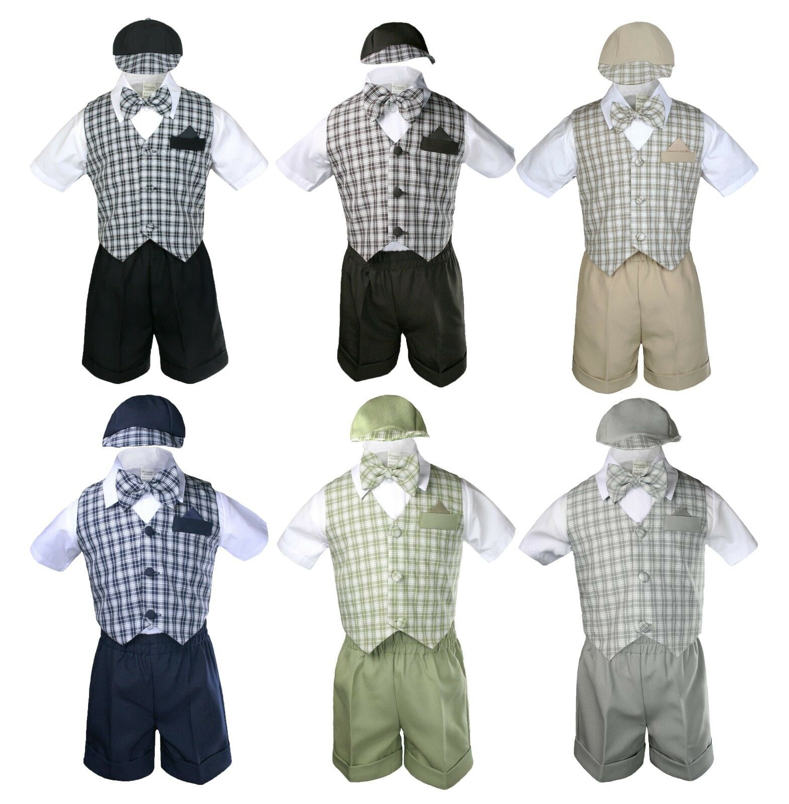 Checker Gingham Black Khaki Navy Formal Short Suit Baby Boy Toddler ...
