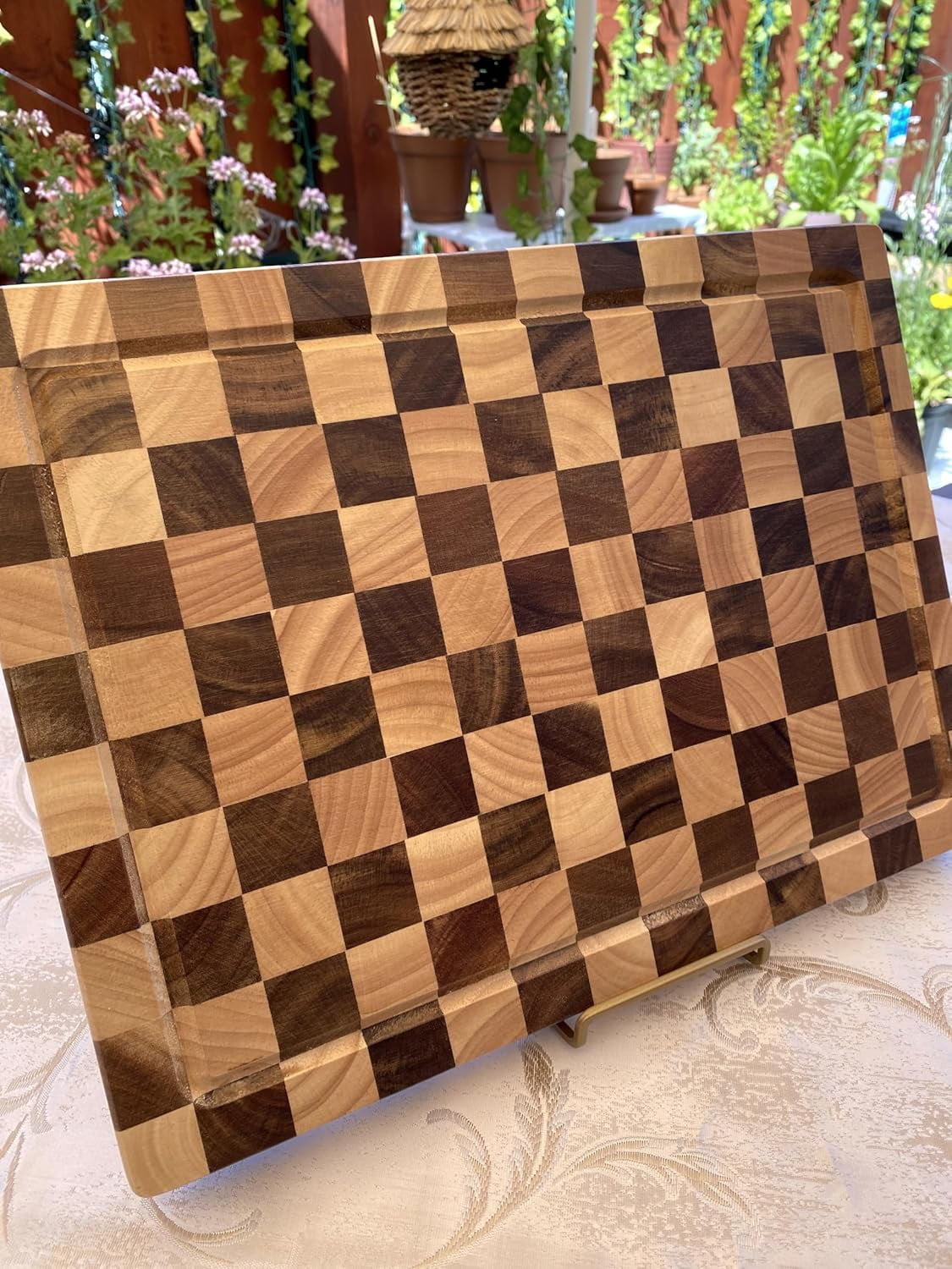 Checker Pattern Cutting Board. End Grain Butcher Block. Kitchen Cutting ...