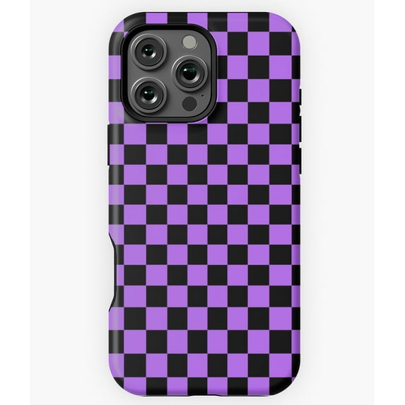 Checker Print Black Pastel Purple M09775 Phone case for iPhone 11 to 16 ...