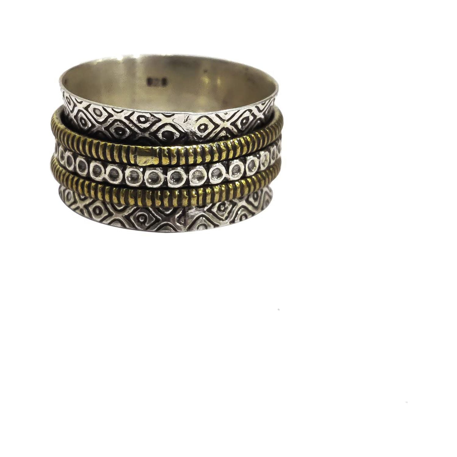 Checker Spinner Band, Meditation Ring, 925 Sterling Silver Ring ...