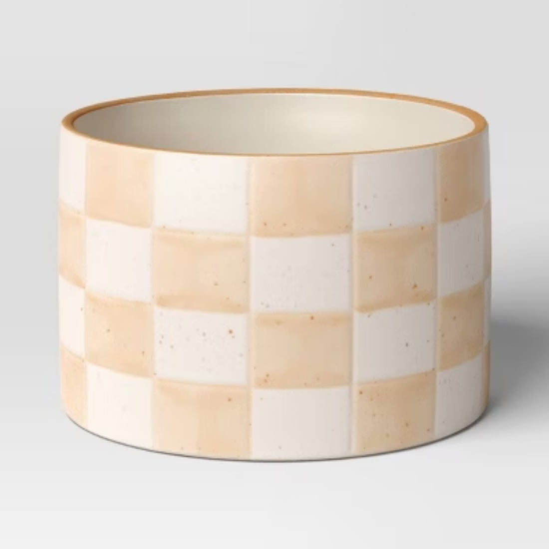 Checker Stoneware Indoor Outdoor Planter Pot, Round, 7.88x8x8 Inches, 5 ...