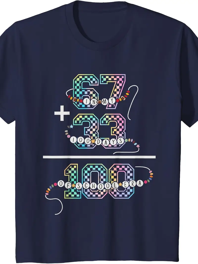 Checkerboard 100 Days School Era Teacher Colorful Graphic Short Sleeve ...