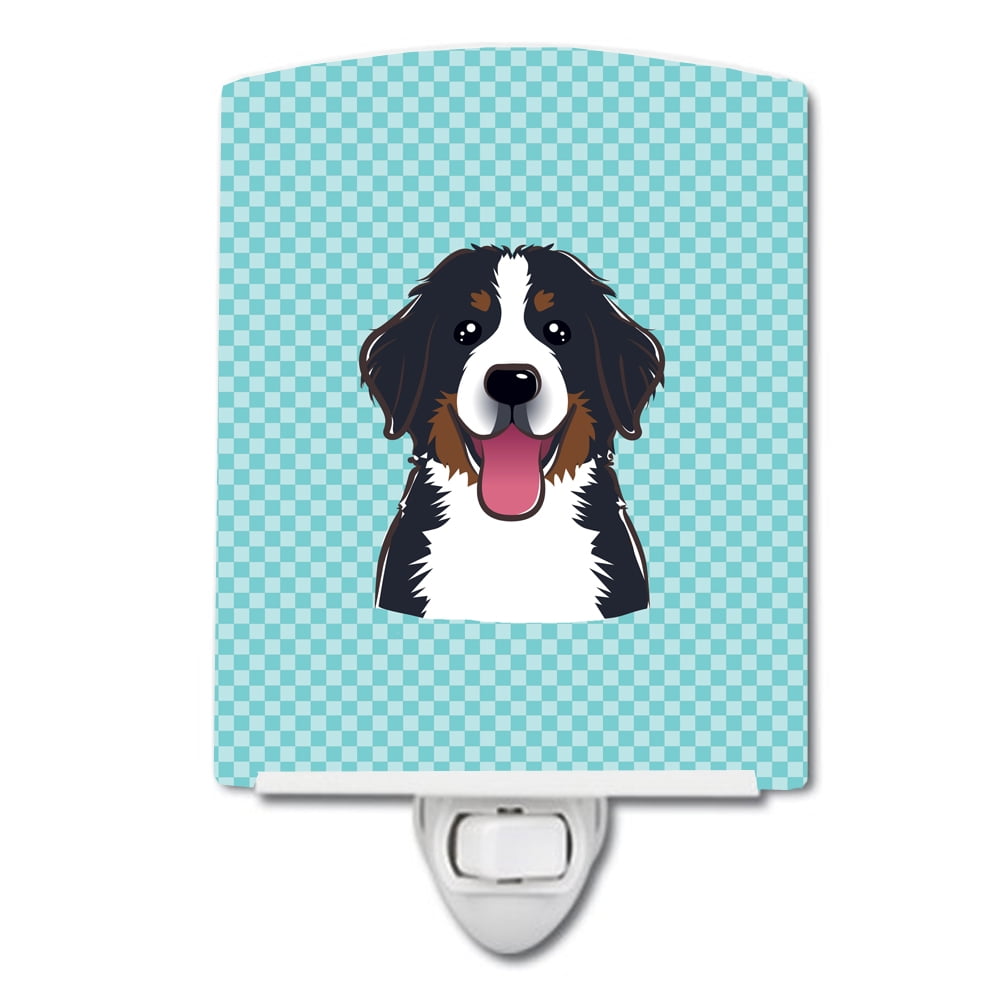 Checkerboard Blue Bernese Mountain Dog Ceramic Night Light - Walmart.com