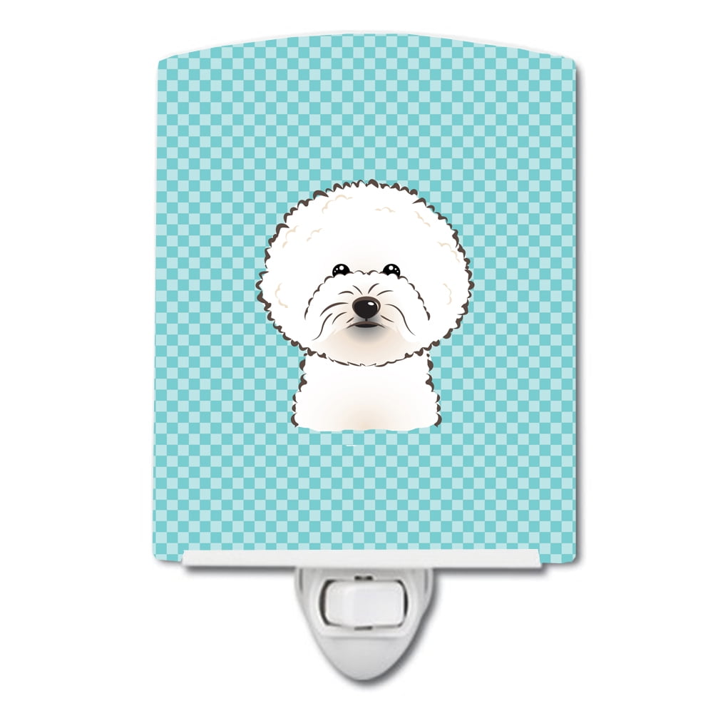 Checkerboard Blue Bichon Frise Ceramic Night Light - Walmart.com