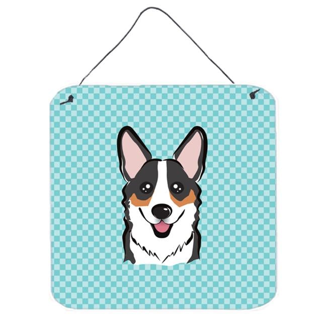Checkerboard Blue Corgi Aluminum Metal Wall Or Door Hanging Prints, 6 x ...