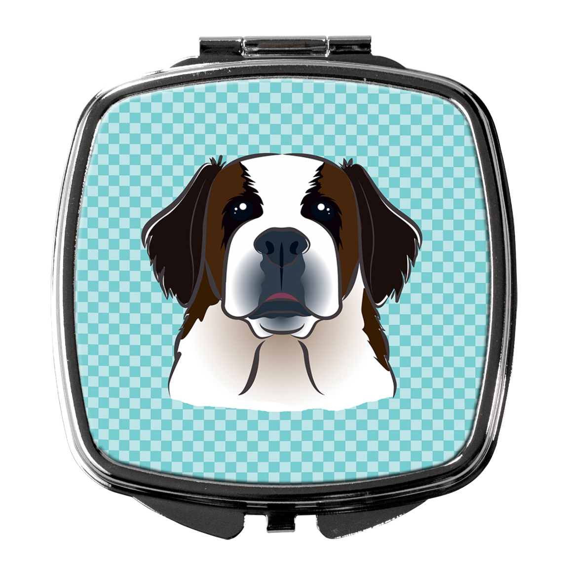 Checkerboard Blue Saint Bernard Compact Mirror BB1184SCM - Walmart.com