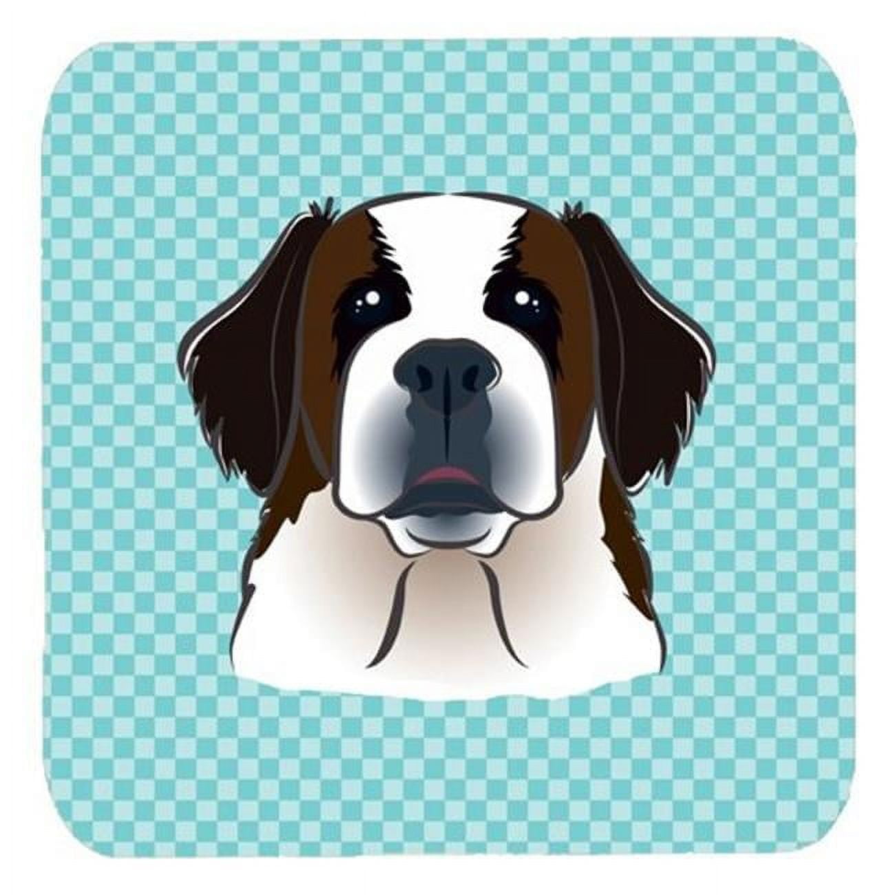 Checkerboard Blue Saint Bernard Foam Coasters- Set Of 4 - Walmart.com