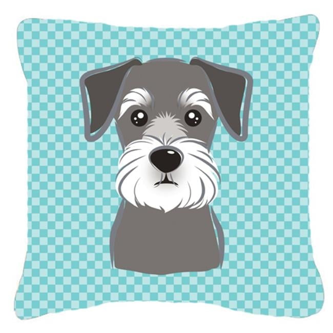 Checkerboard Blue Schnauzer Fabric Decorative Pillow- - 14 x 14 In ...