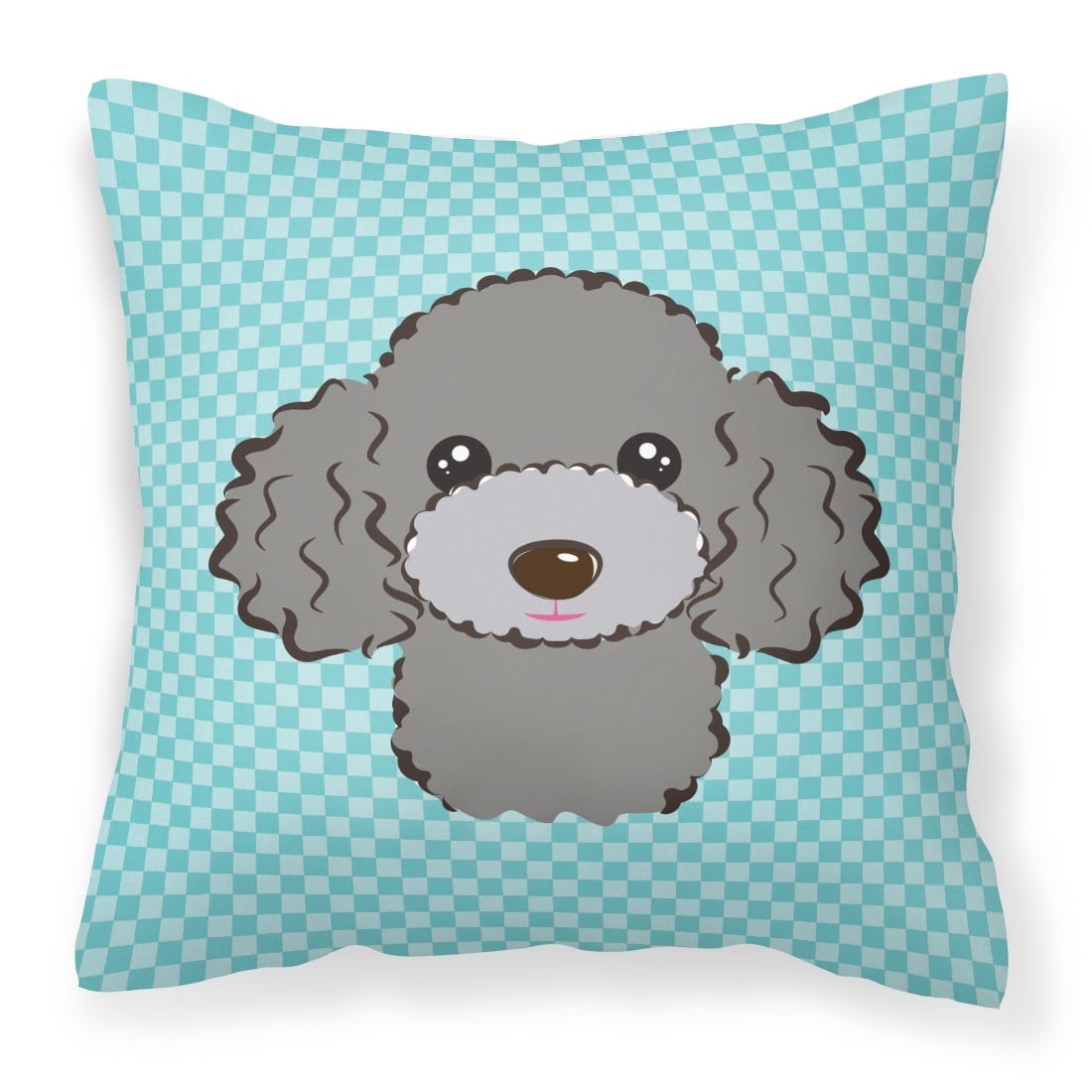 Checkerboard Blue Silver Gray Poodle Fabric Decorative Pillow - Walmart.com