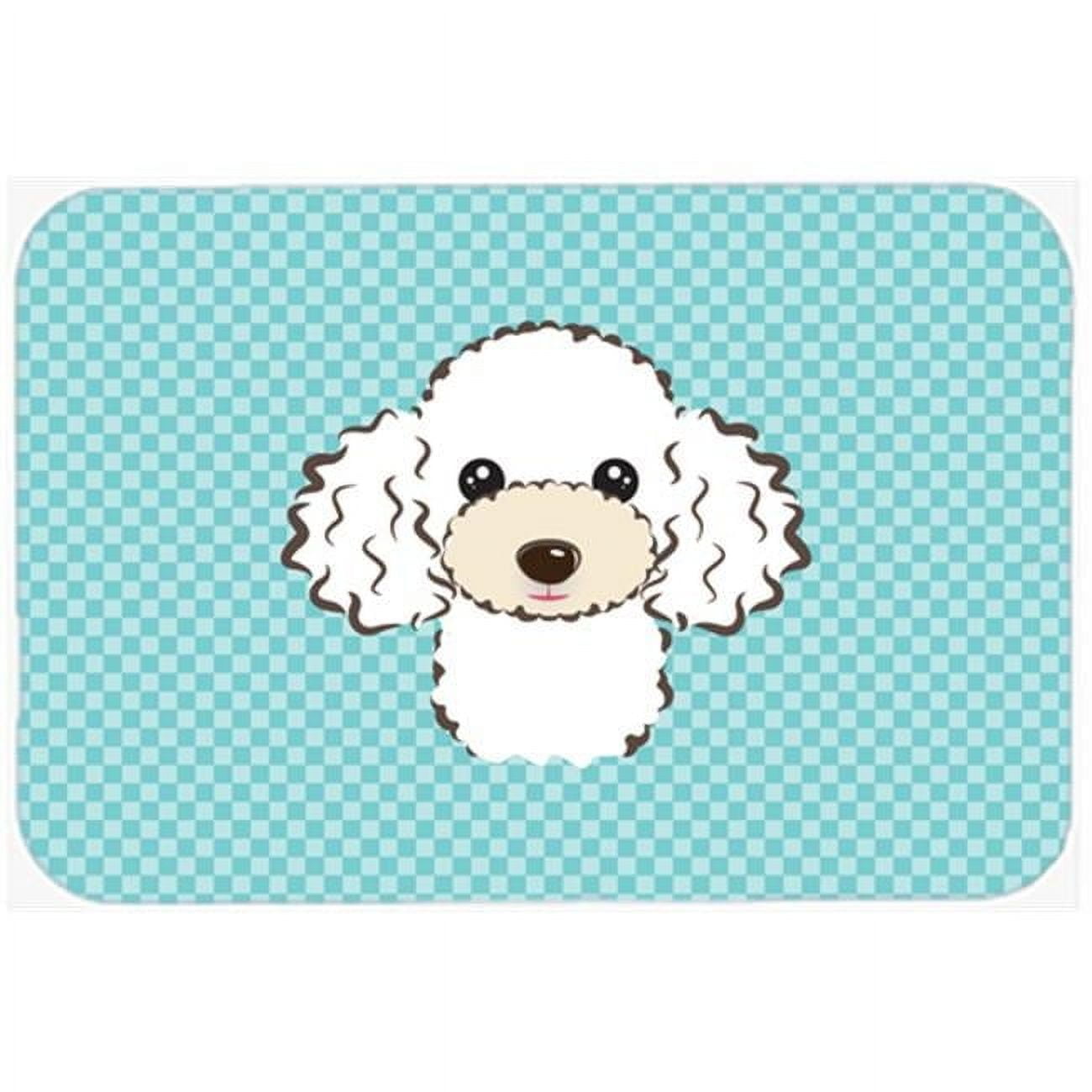 Checkerboard Blue White Poodle Mouse Pad, Hot Pad Or Trivet, 7.75 x 9. ...