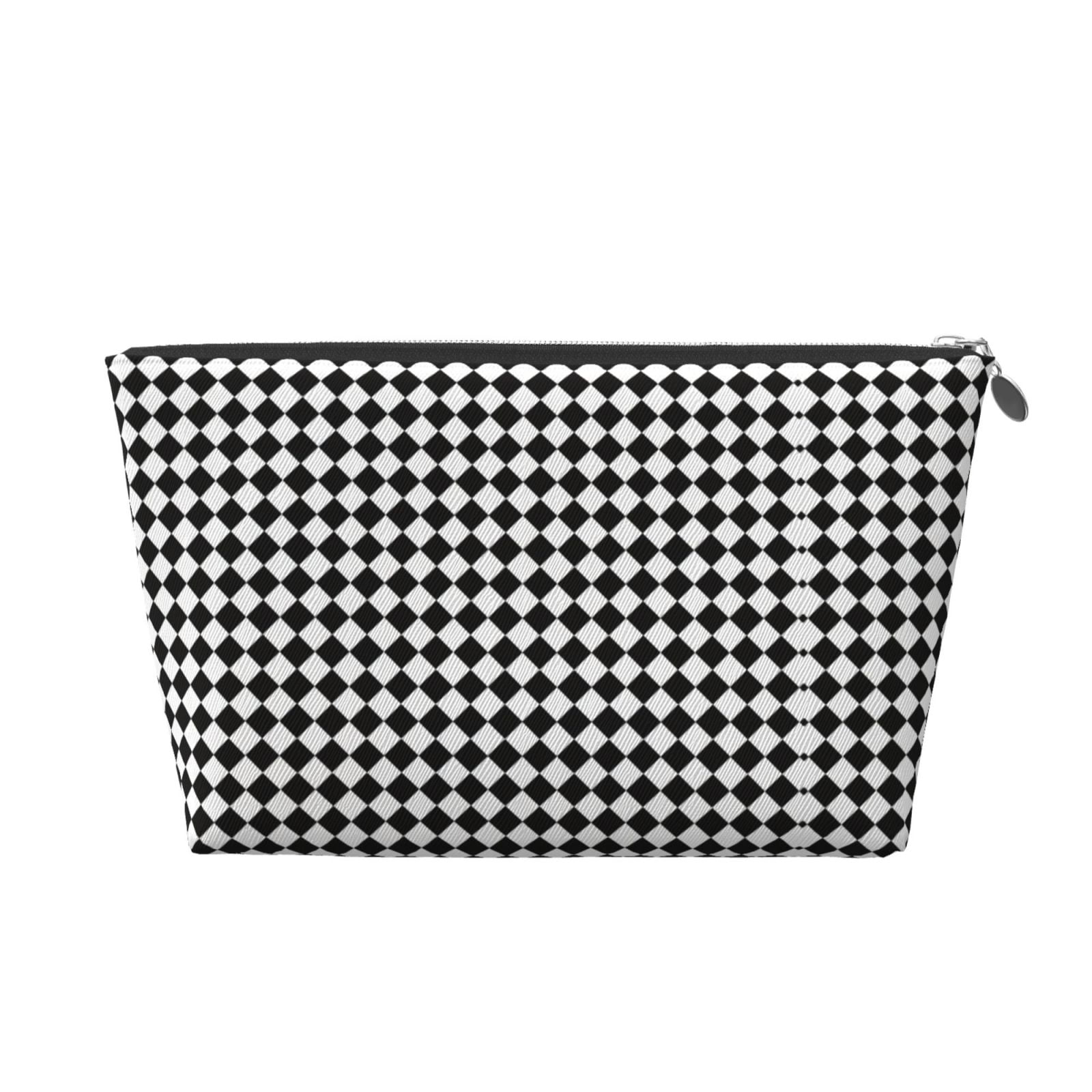 Checkerboard Chess Handbag Purse Tote Organizer Zipper Closure Cosmetic ...