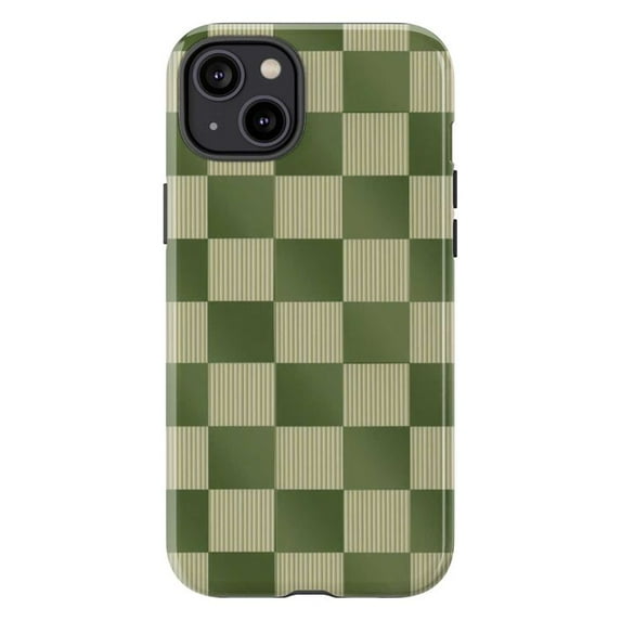 Checkerboard Green and Beige Phone Case, Stylish Plaid iPhone Cover ...