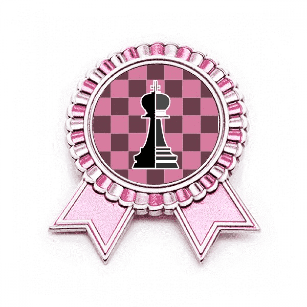 Checkerboard King Black Word Chess Badge Brooch Pin Pink Winner Award ...