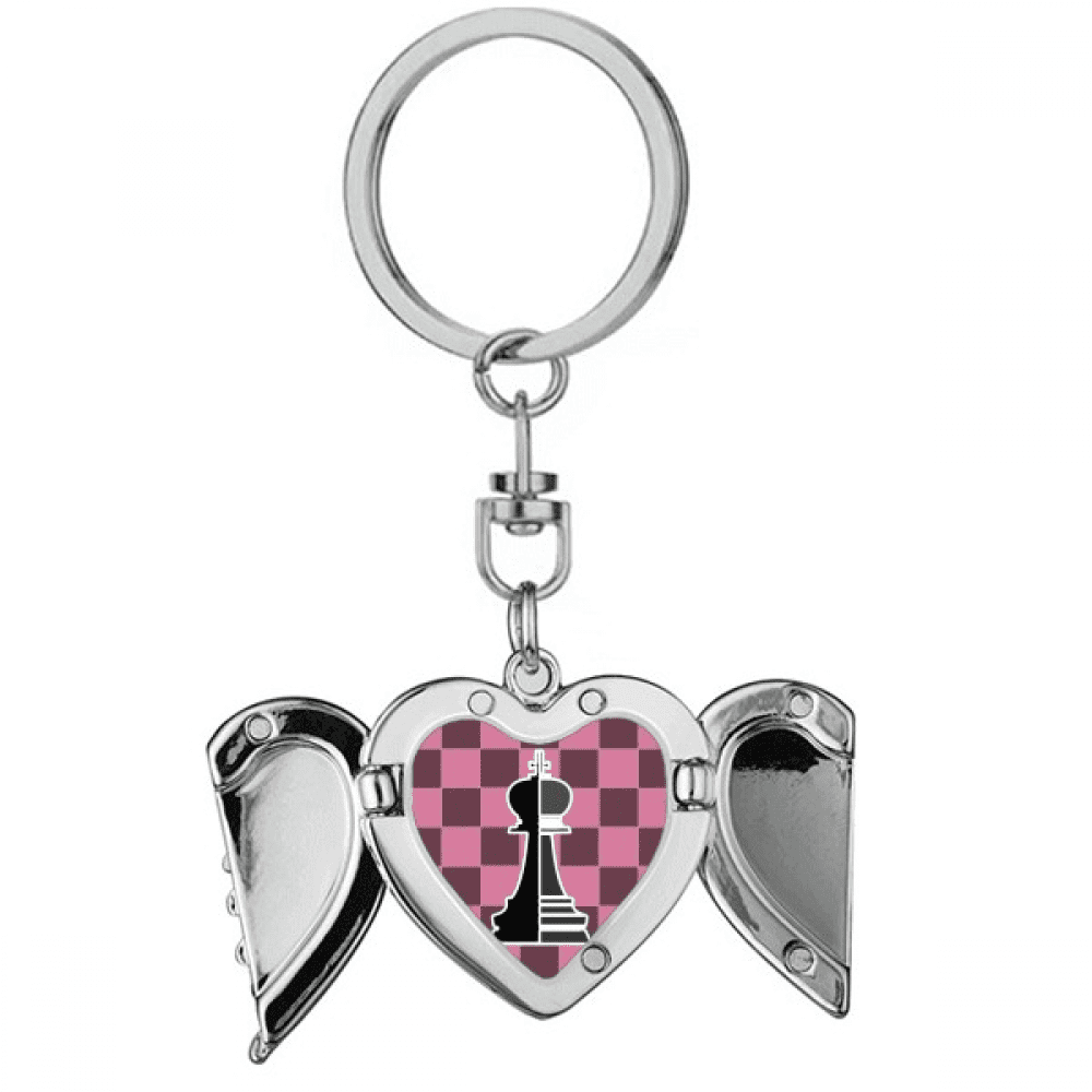 Checkerboard King Black Word Chess Heart Angel Wing Key Chain Holder - Walmart.com