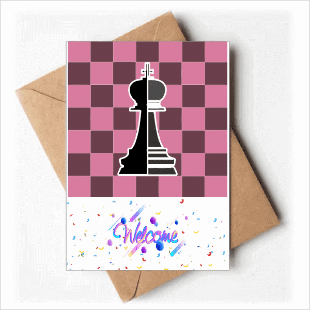 Checkerboard King Black Word Chess Welcome Back Greeting Cards ...