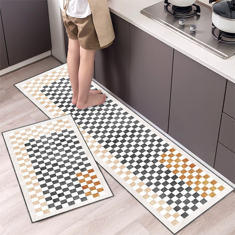 Checkerboard Kitchen Mat Home Carpets Living Room Washable Non-slip ...
