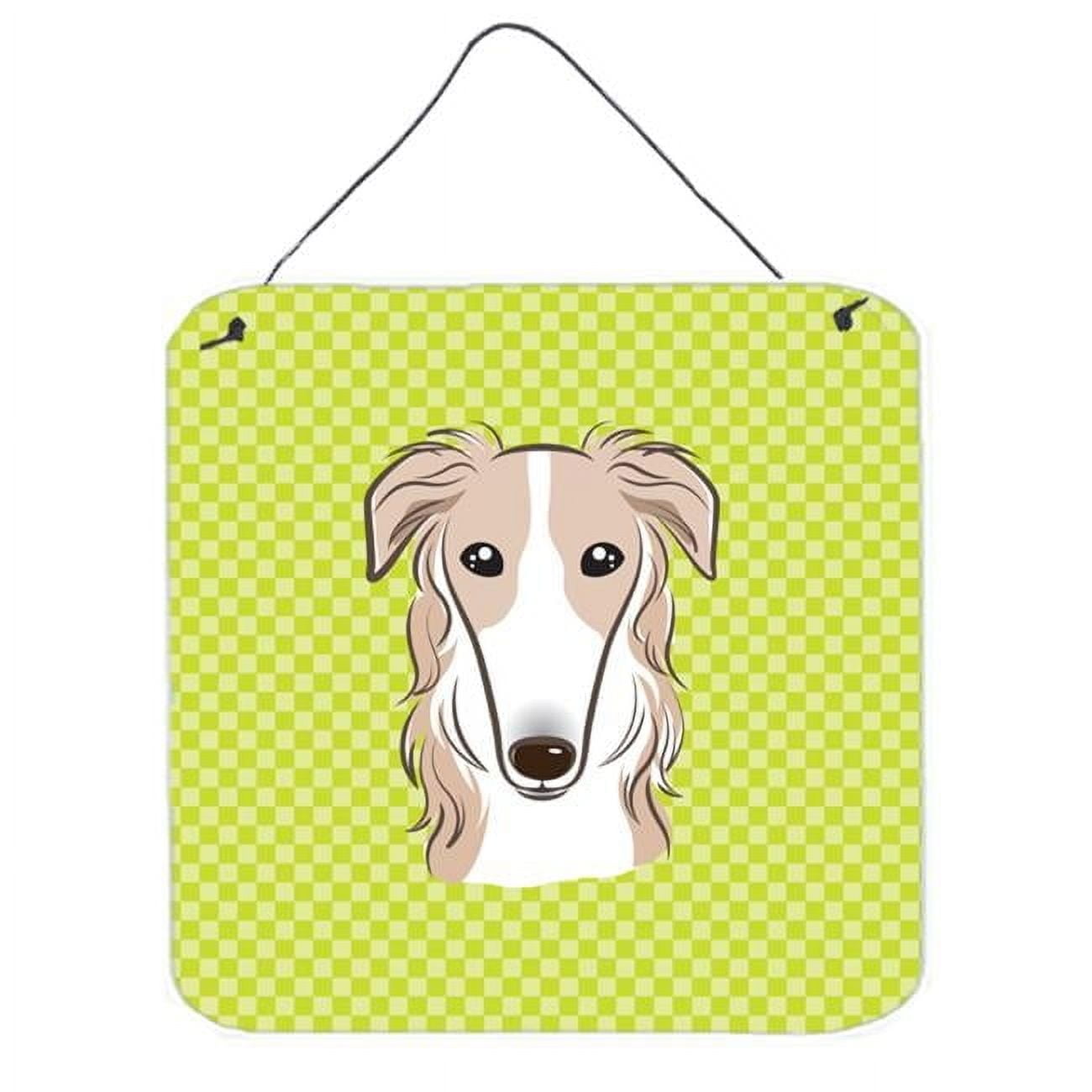 Checkerboard Lime Green Borzoi Aluminum Metal Wall Or Door Hanging ...