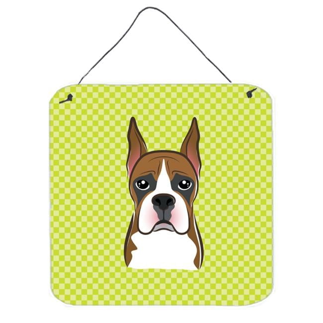 Checkerboard Lime Green Boxer Aluminum Metal Wall Or Door Hanging ...