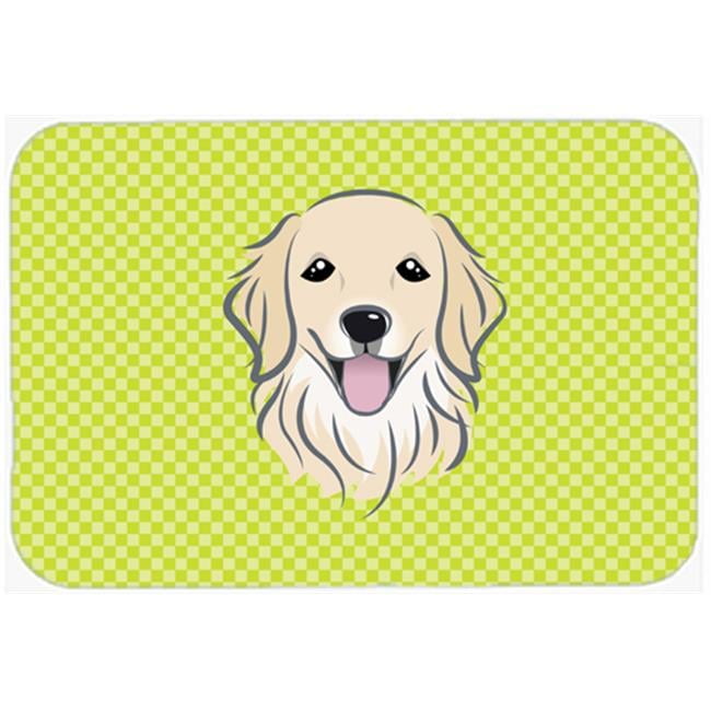 Checkerboard Lime Green Golden Retriever Mouse Pad, Hot Pad Or Trivet ...