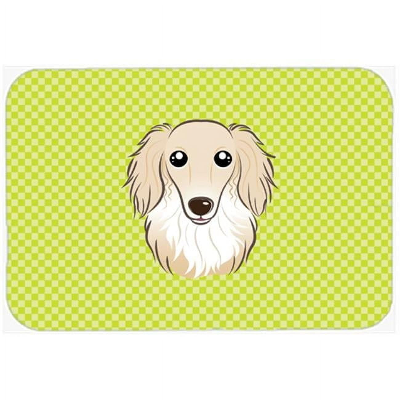Checkerboard Lime Green Longhair Creme Dachshund Mouse Pad, Hot Pad Or ...