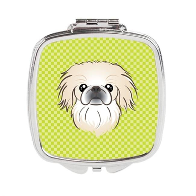 Checkerboard Lime Green Pekingese Compact Mirror- 2.75 x 3 x .3 In ...
