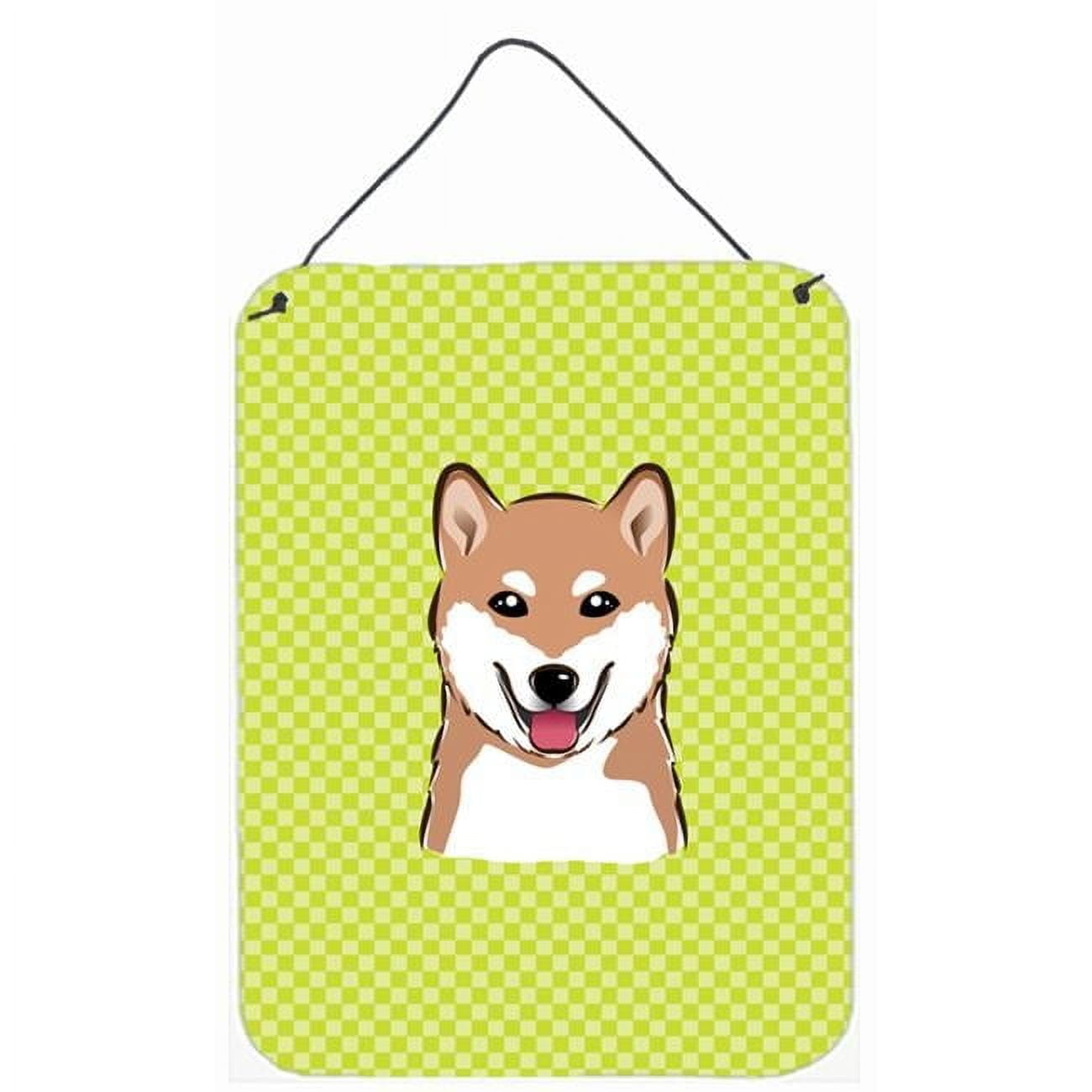 Checkerboard Lime Green Shiba Inu Wall and Door Hanging Prints - 12 L x ...